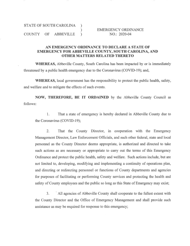County Council | Abbeville County, South Carolina